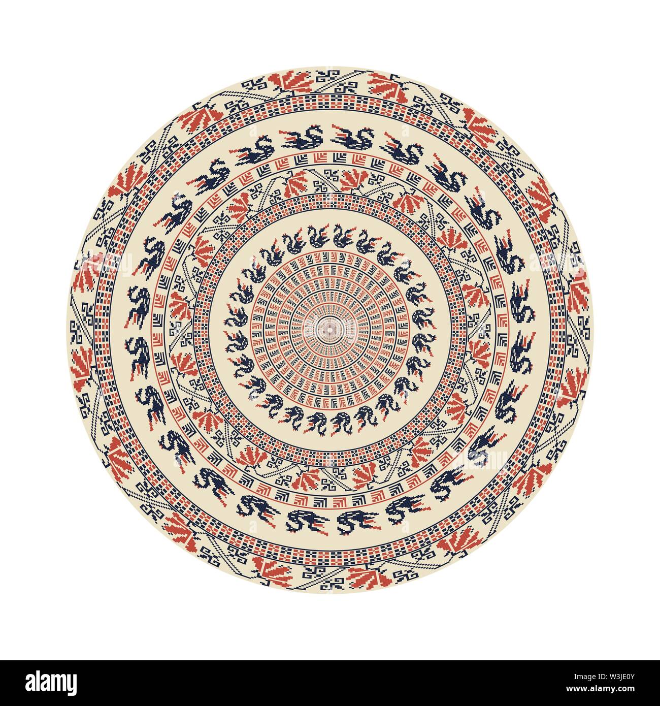 Circular pattern in traditional Palestinian style, vector design ...