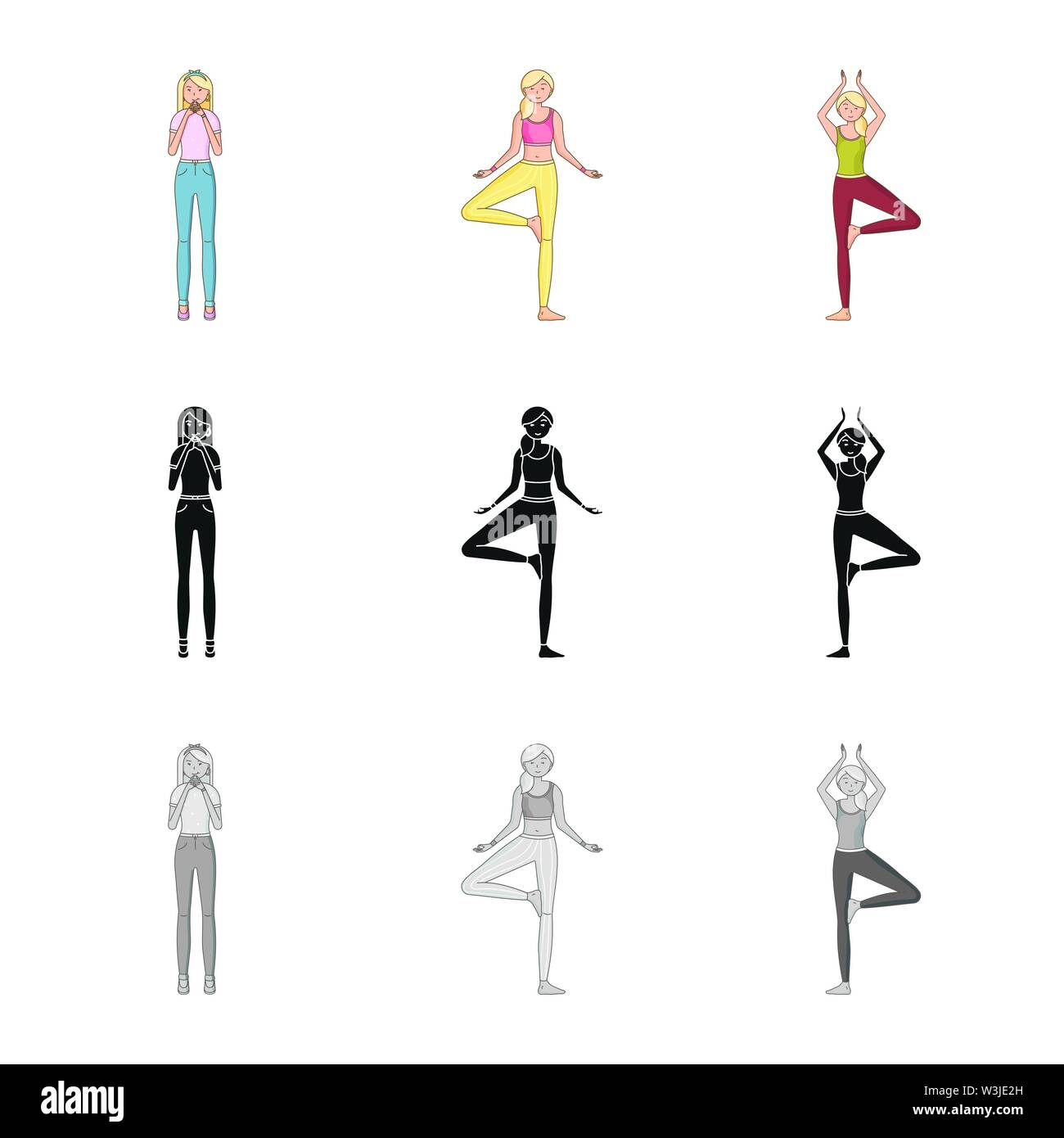 Vector design of posture and mood sign. Set of posture and female stock ...