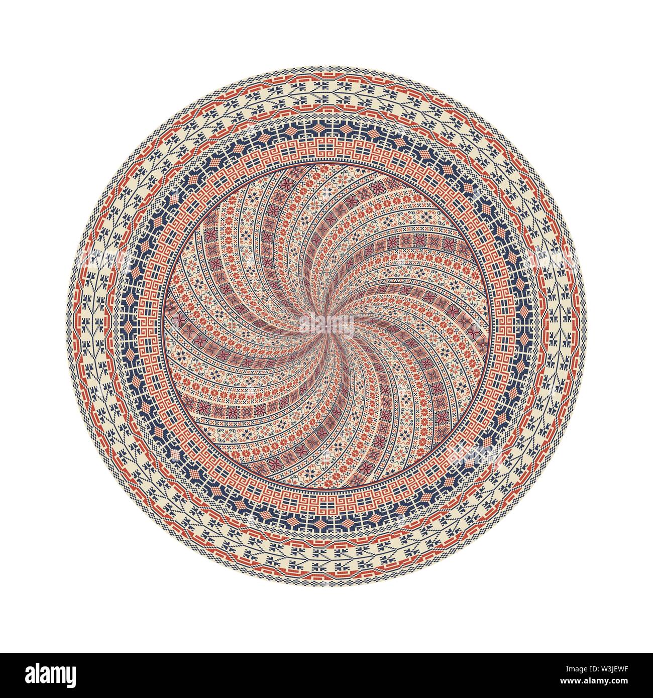 Circular pattern in traditional Palestinian style, vector design ...