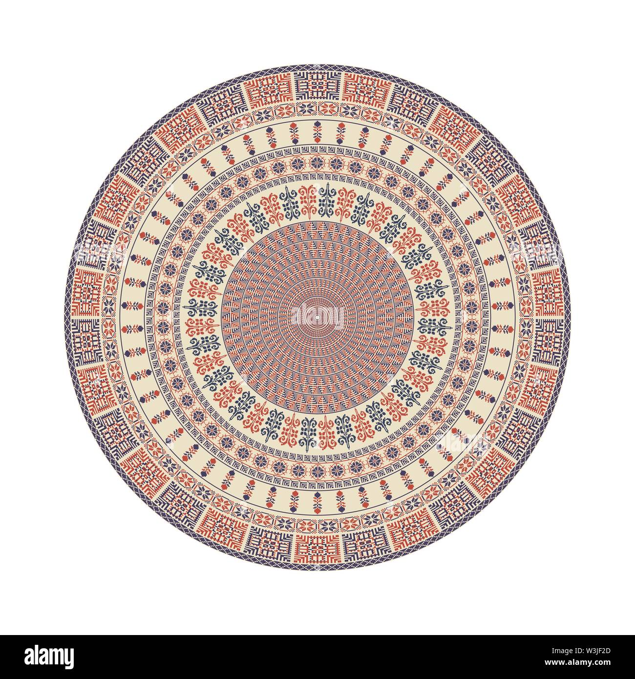 Circular pattern in traditional Palestinian style, vector design ...