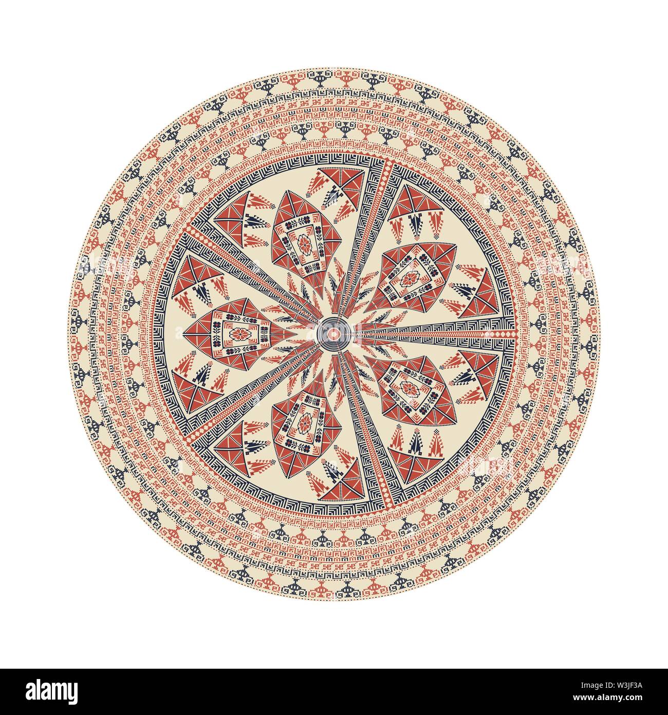 Circular pattern in traditional Palestinian style, vector design ...