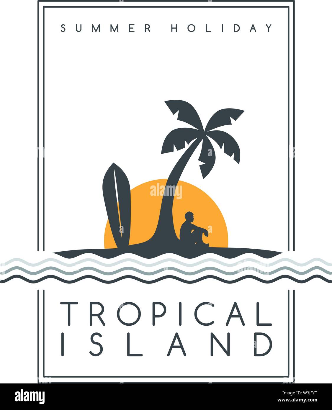 tropical island summer vacation beach holiday vector art Stock Vector ...