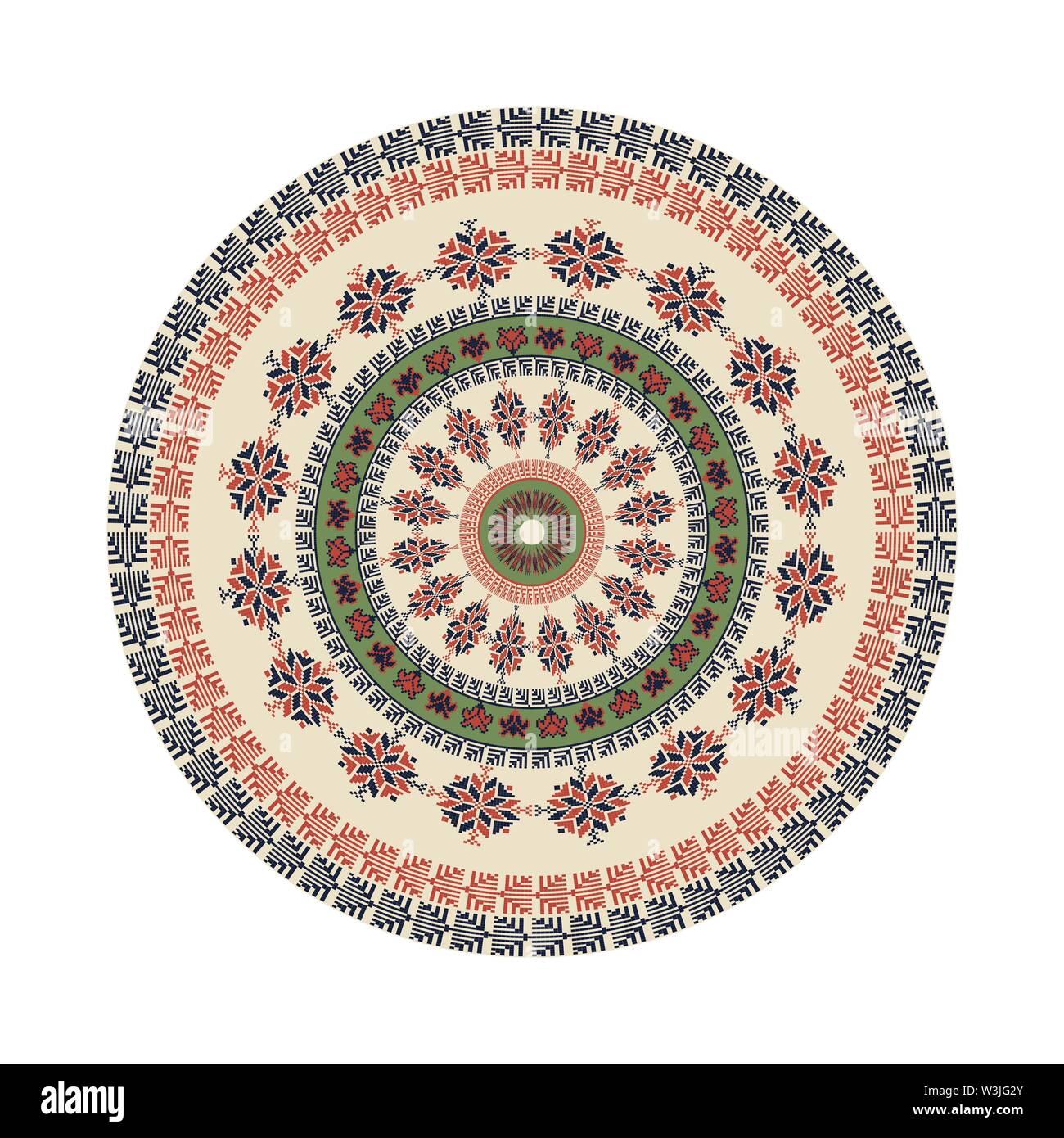 Circular pattern in traditional Palestinian style, vector design ...