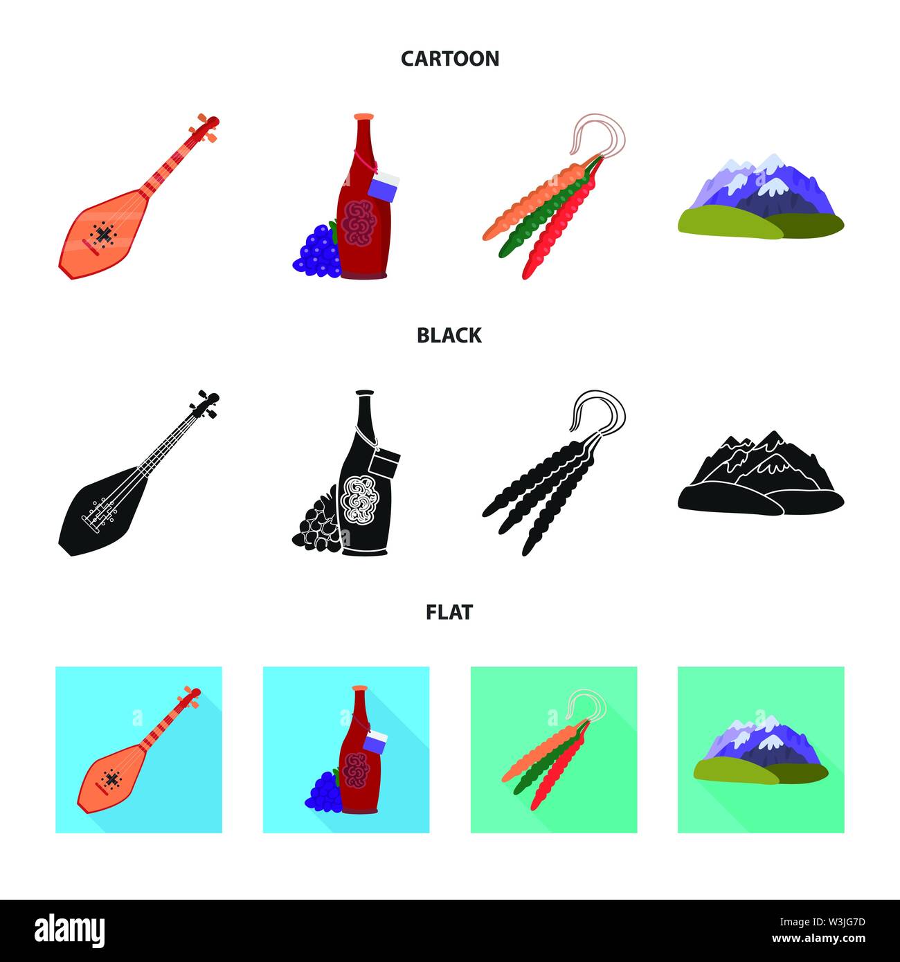 Vector illustration of culture and sightseeing sign. Collection of ...