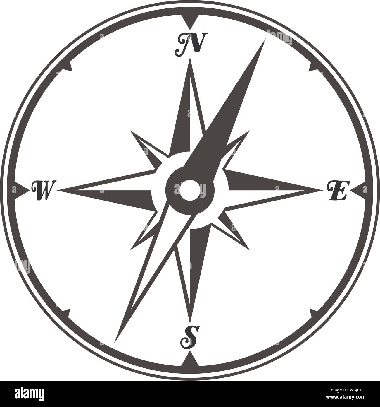 black and white compass windrose icon or symbol vector illustration ...