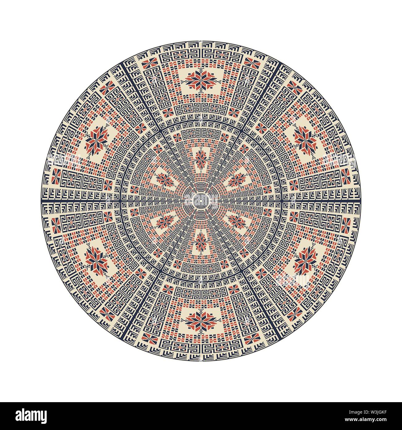 Circular pattern in traditional Palestinian style, vector design ...