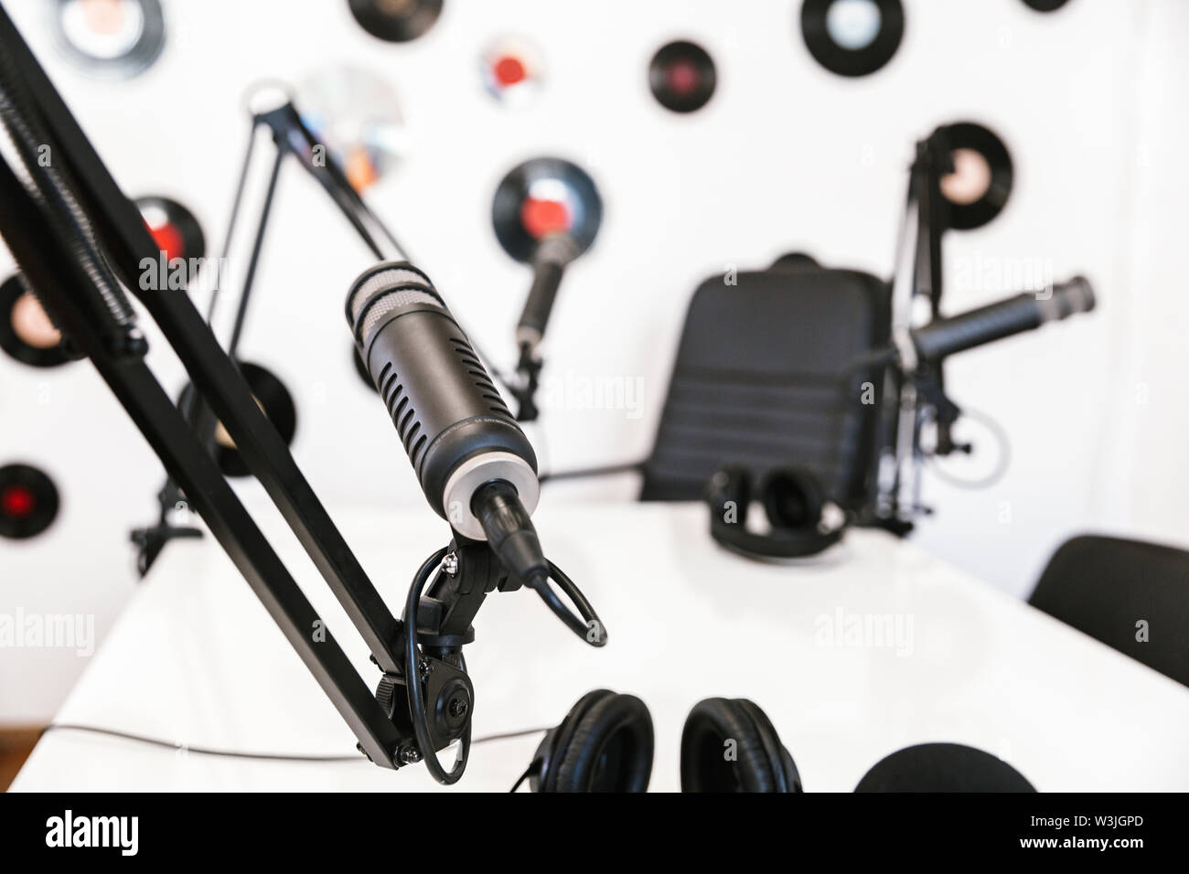 Image of a radio workspace workplace with microphone and sound ...