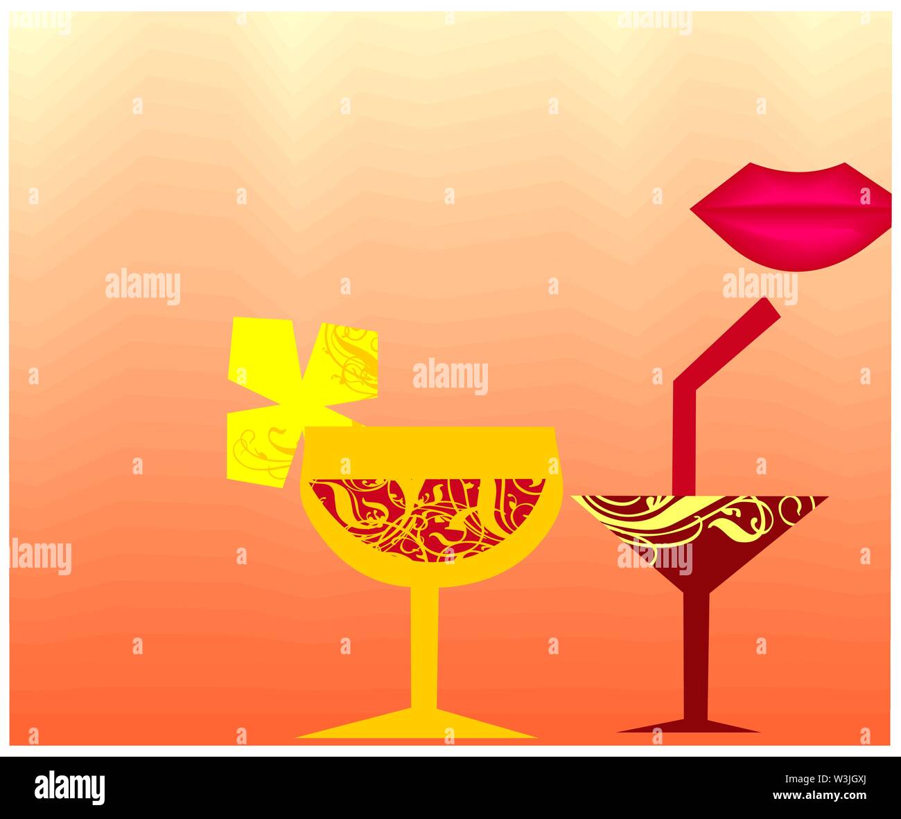 Two cocktails and red lips Stock Vector Image & Art - Alamy