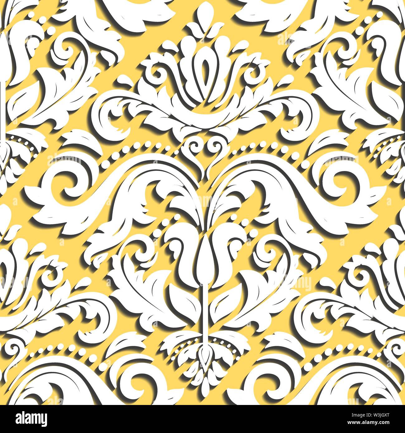 Seamless Vector Oriental Pattern With 3D Elements Stock Vector Image ...