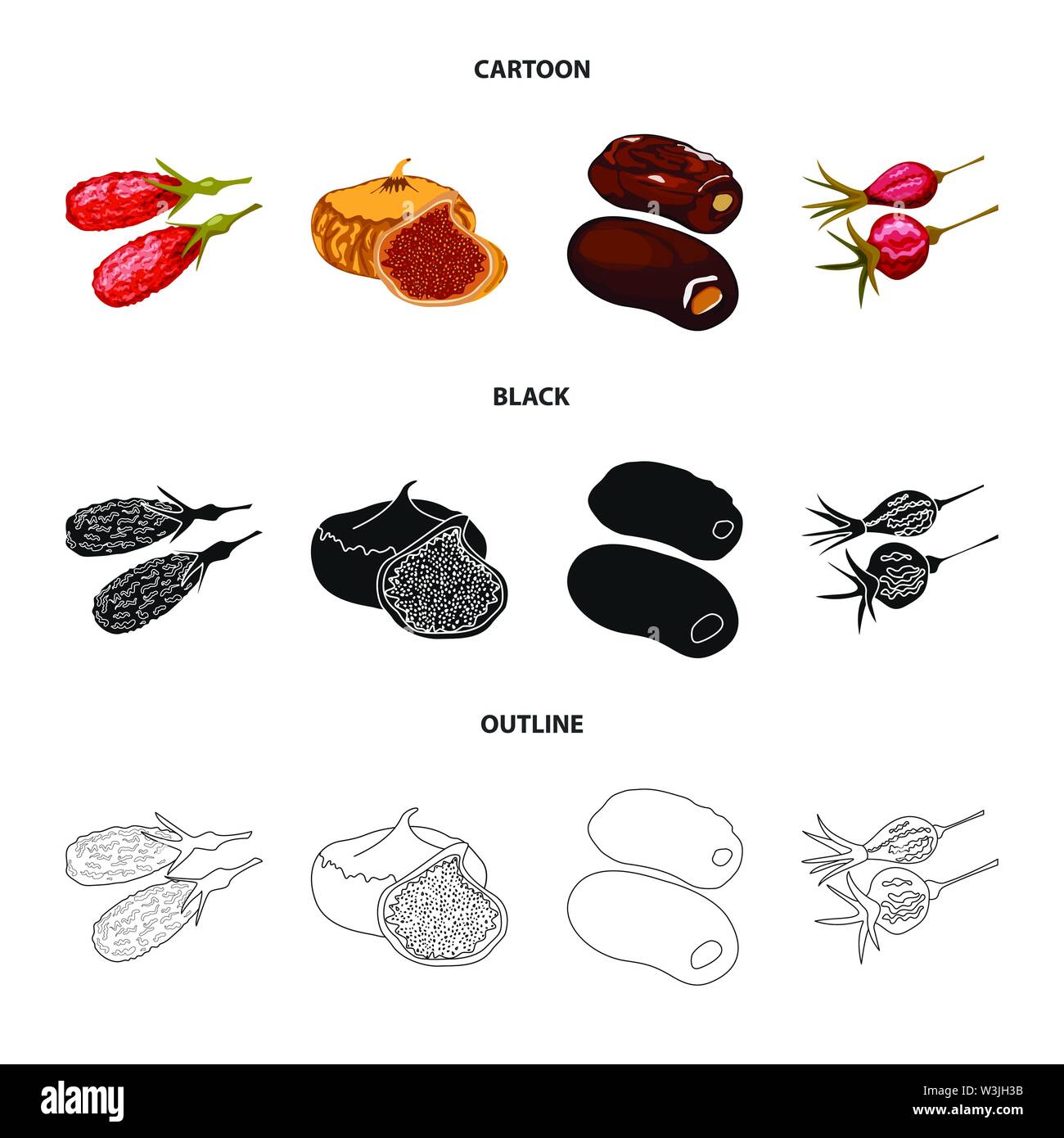 Vector illustration of food and raw icon. Set of food and nature stock ...