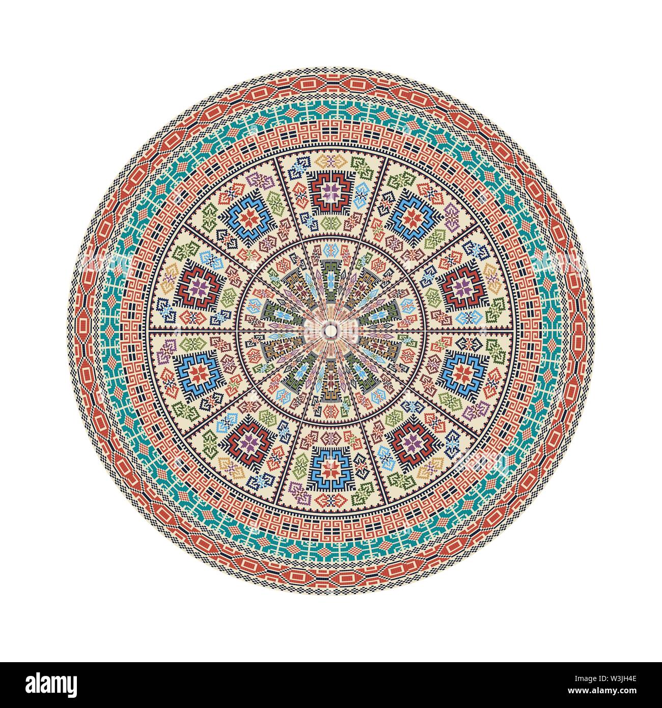Circular pattern in traditional Palestinian style, vector design ...