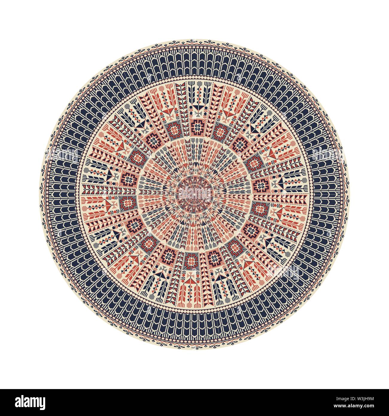 Circular pattern in traditional Palestinian style, vector design ...