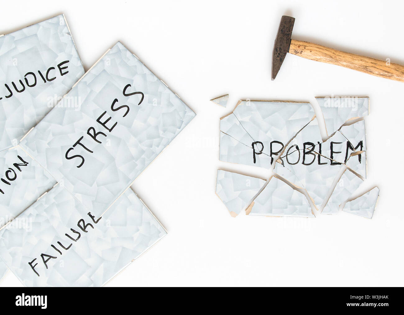 Problem solving concept. Breaking the word Problem with hammer Stock ...