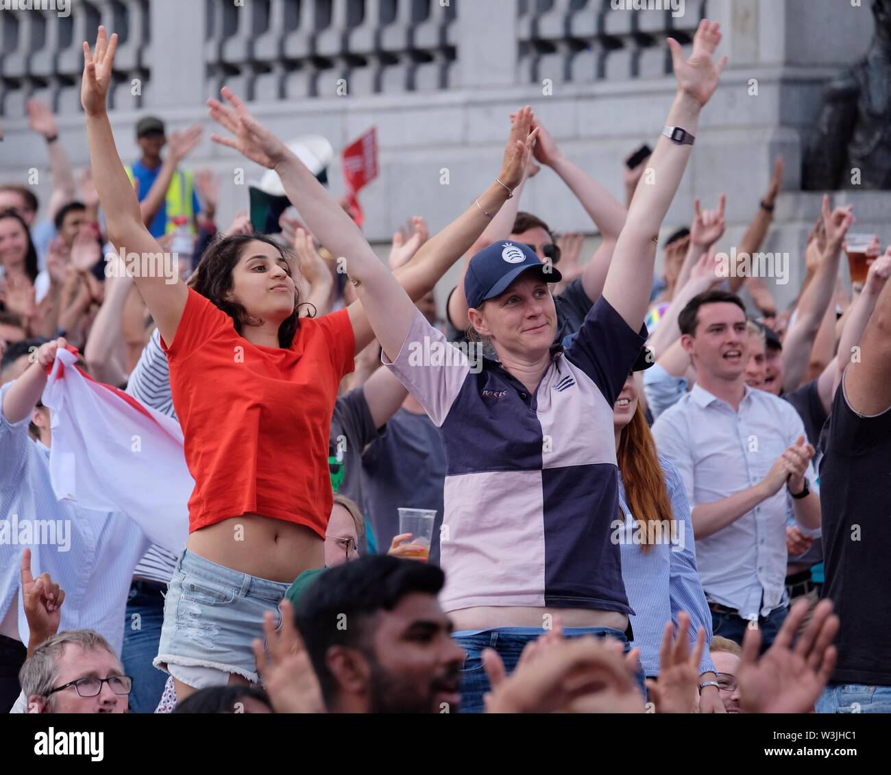England Cricket Supporters Wave Arms in the Air During Cricket World ...