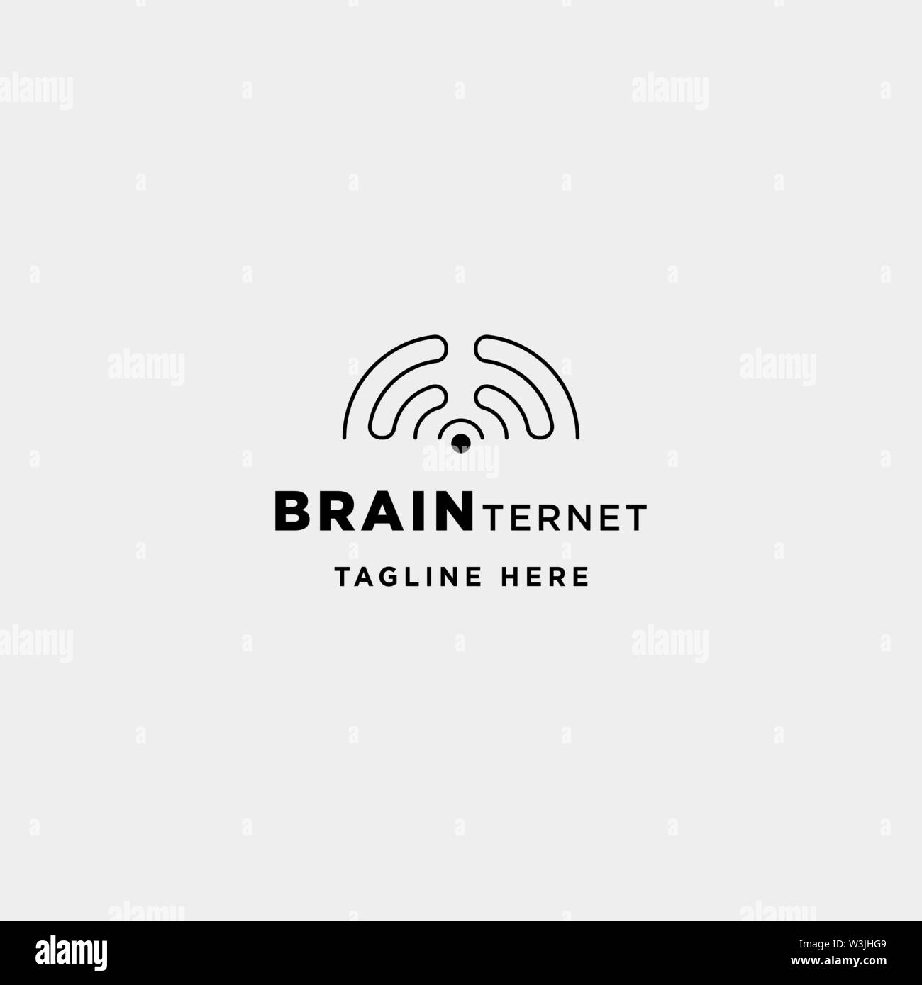 smart internet logo design vector brain wifi connection symbol icon ...