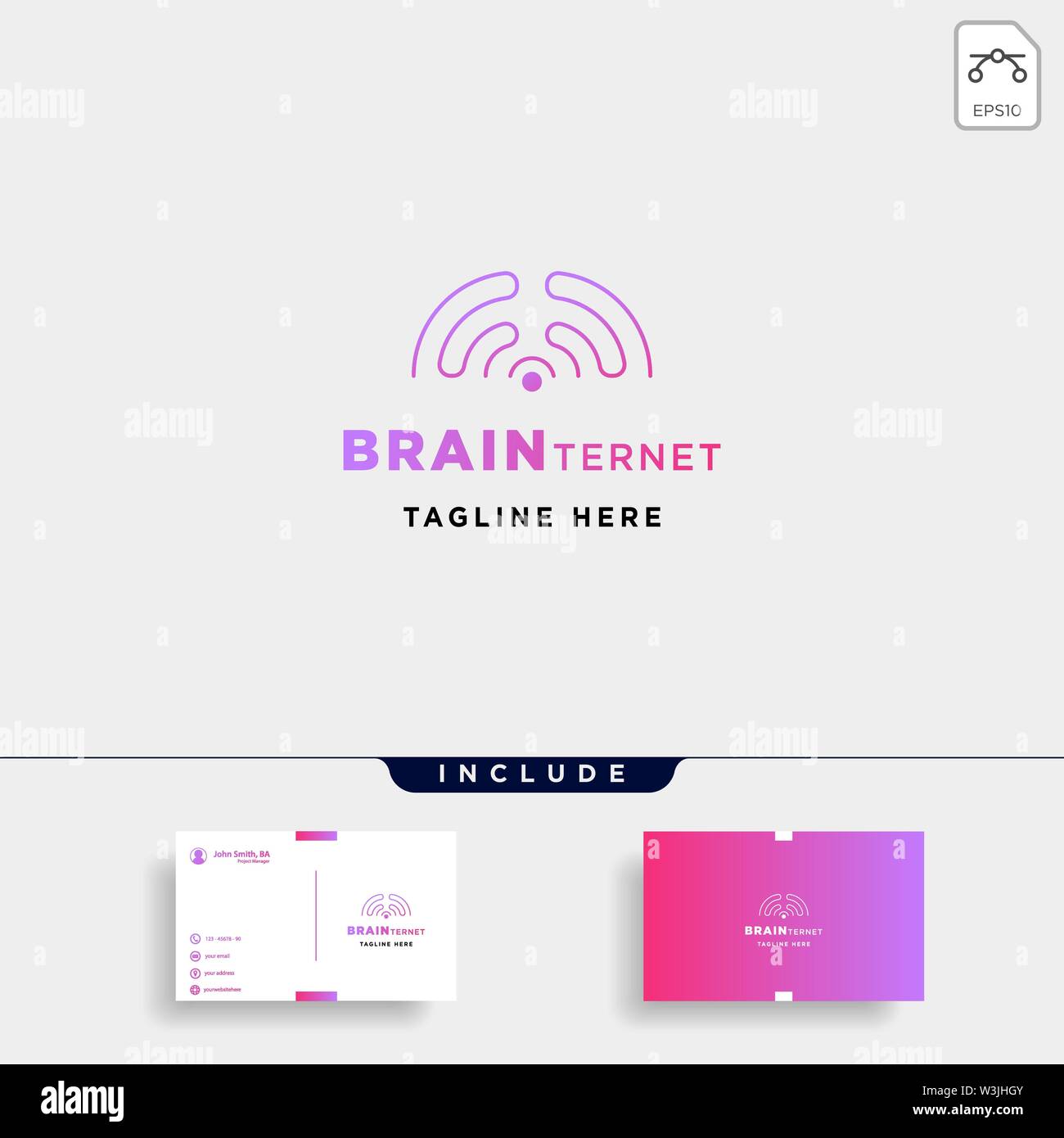 smart internet logo design vector brain wifi connection symbol icon ...