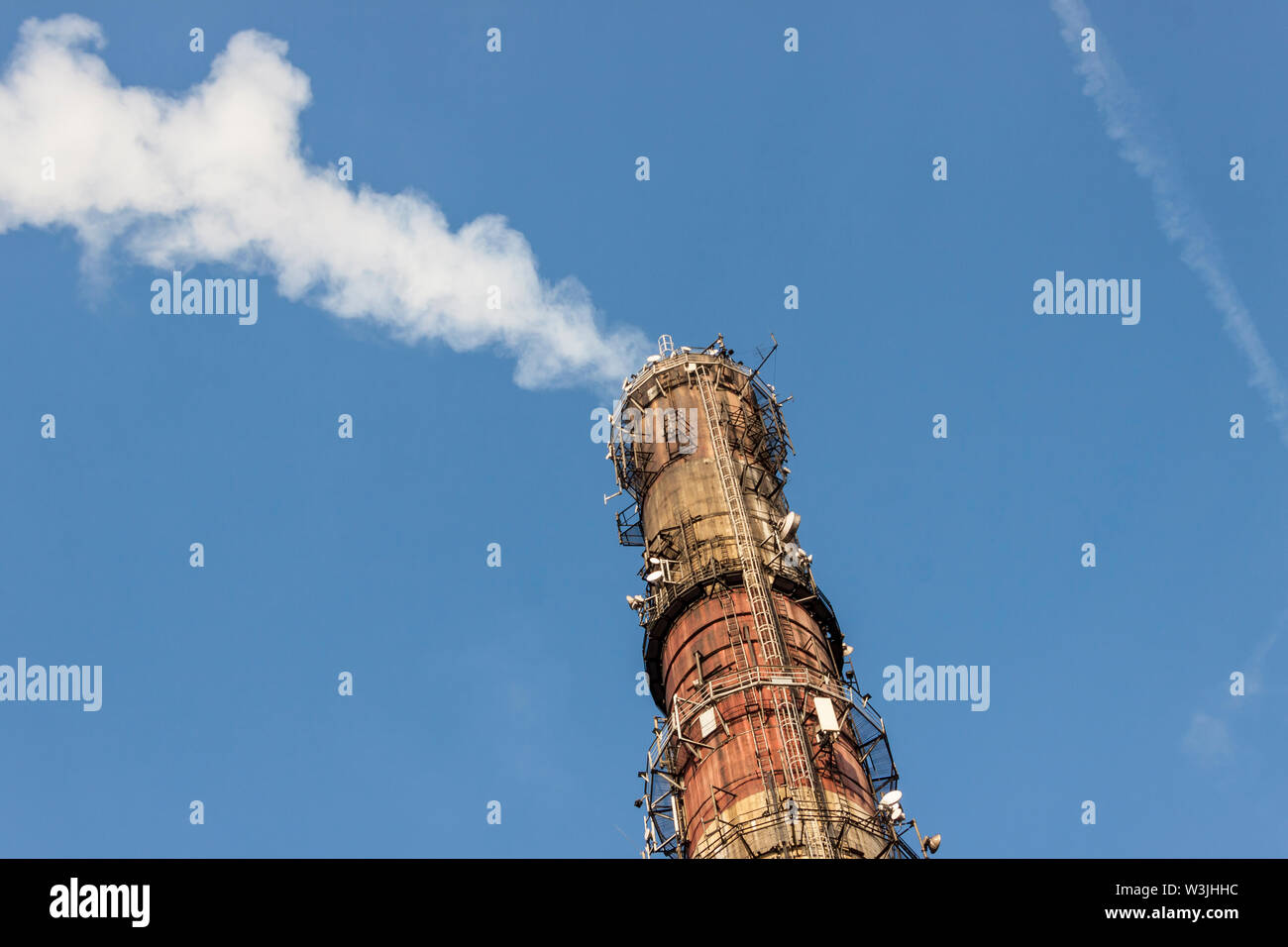 Industrial view - big chimney, Poland Stock Photo - Alamy