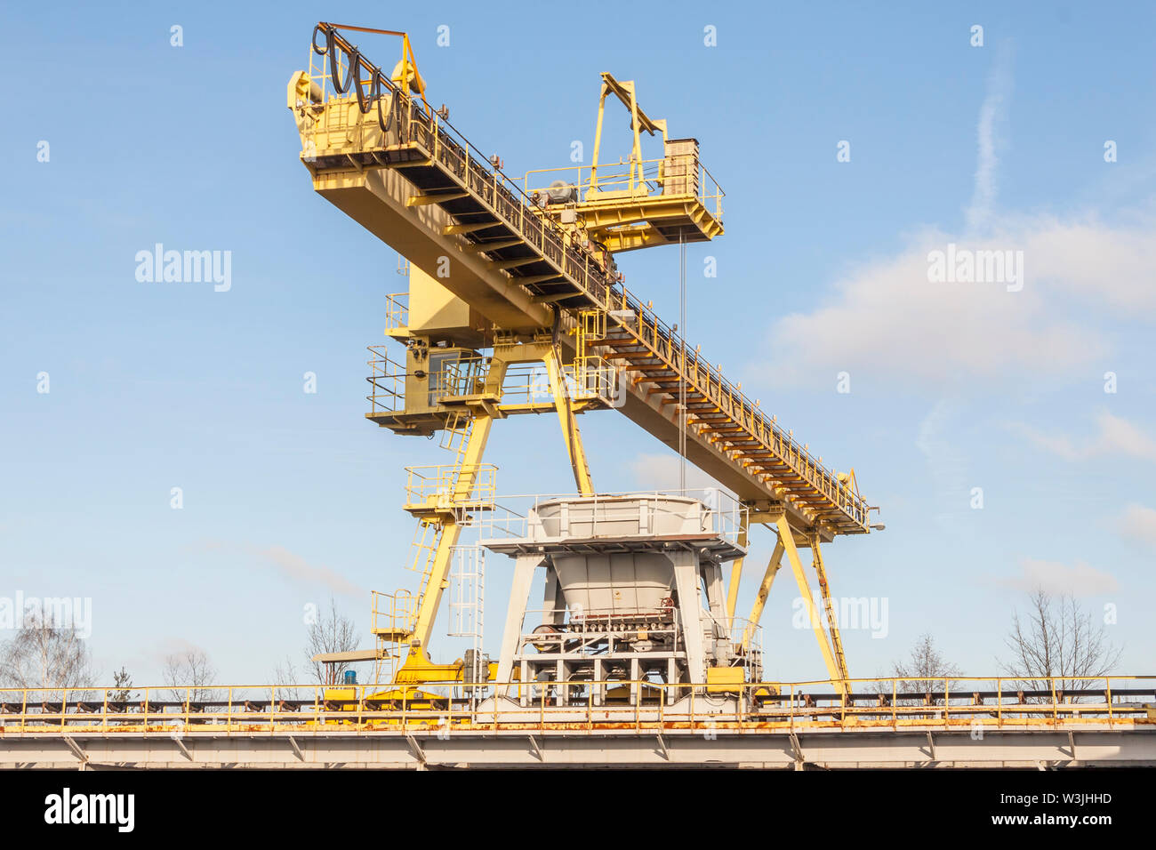 Big yellow industrial gantry in Poland Stock Photo - Alamy