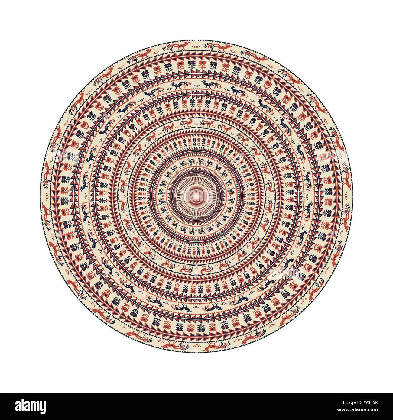 Circular pattern in traditional Palestinian style, vector design ...