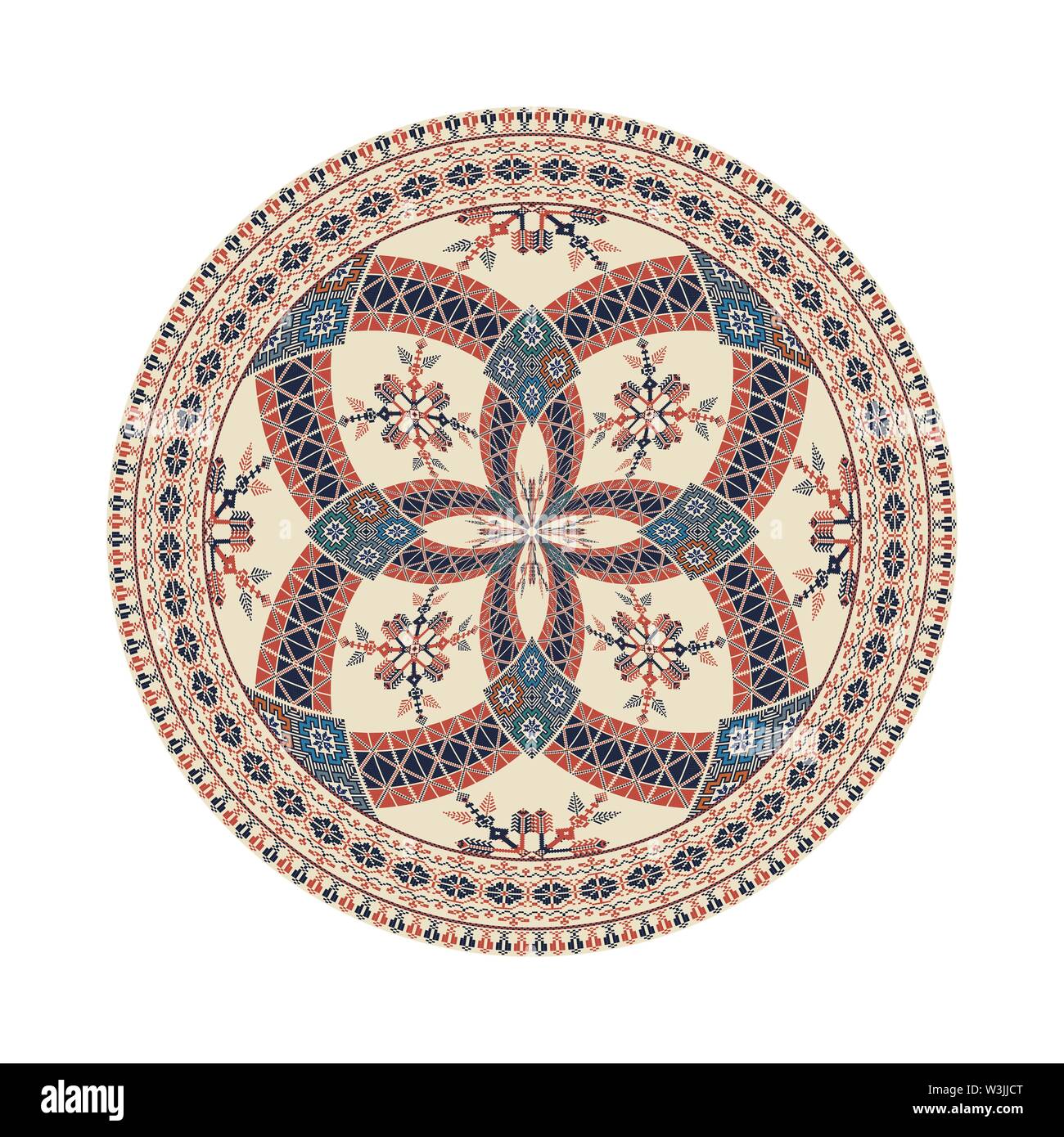 Circular pattern in traditional Palestinian style, vector design ...