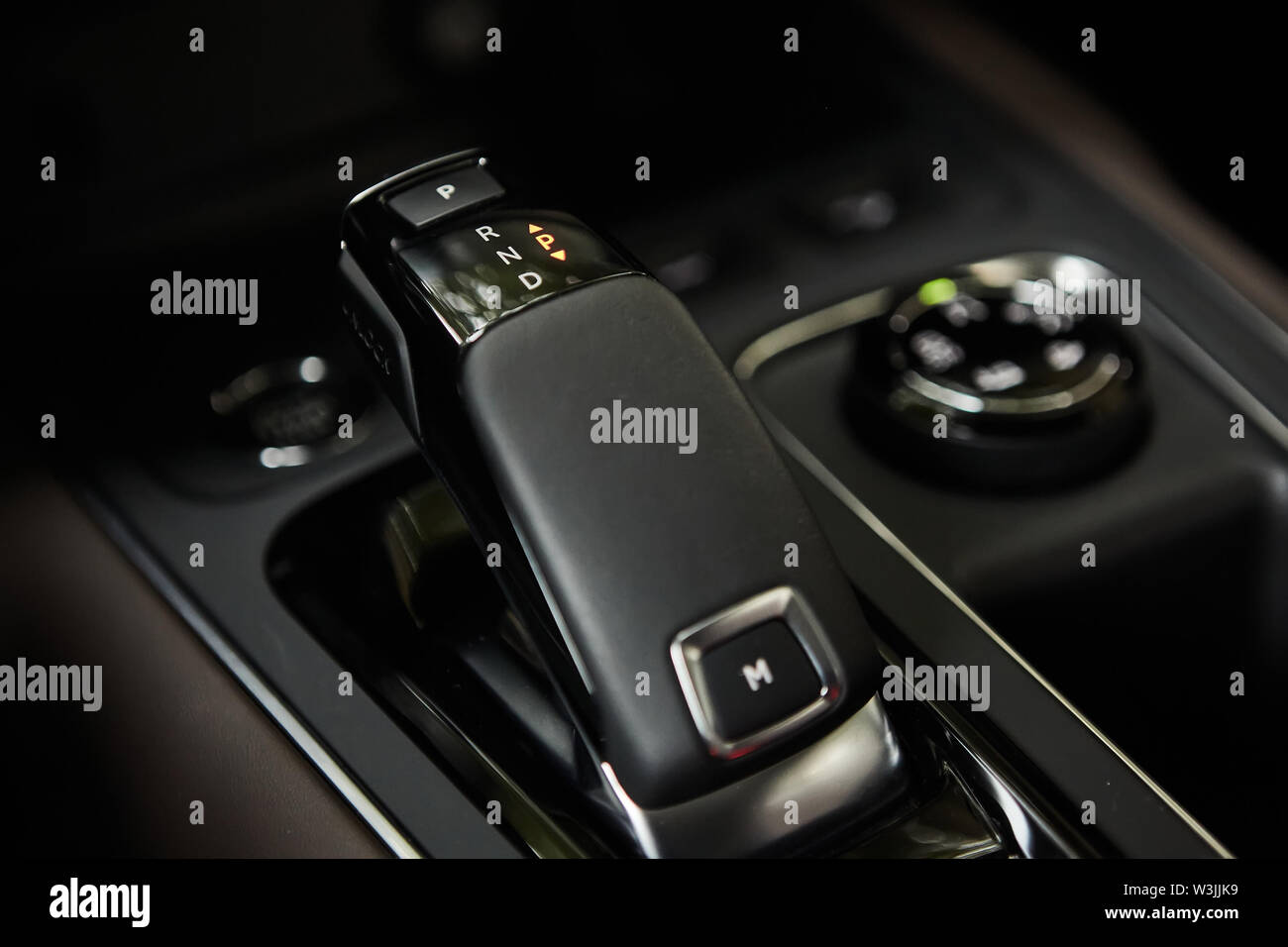 Automotive detail in a luxury car. Modern Luxury car inside. Interior ...