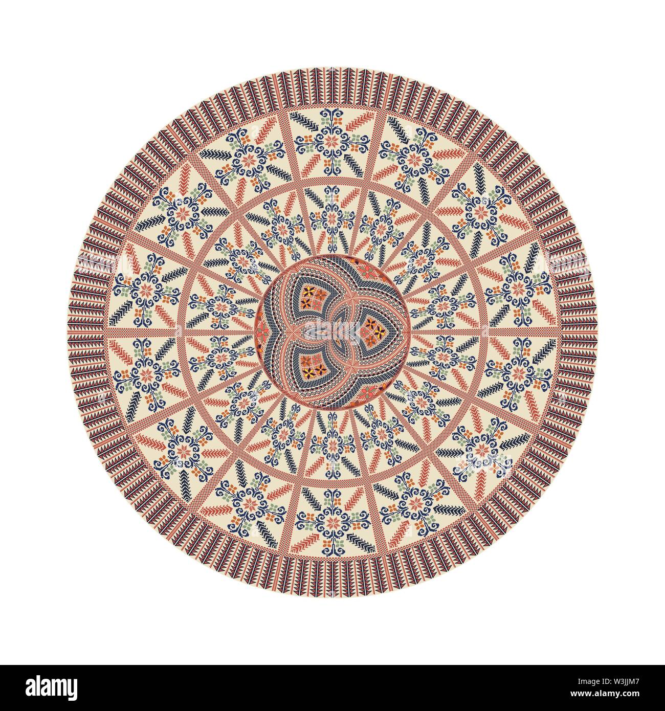 Circular pattern in traditional Palestinian style, vector design ...