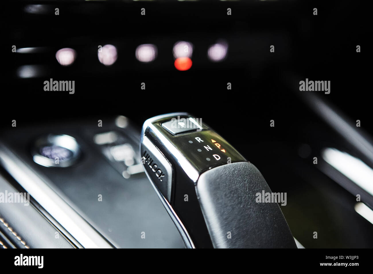 Automotive detail in a luxury car. Modern Luxury car inside. Interior ...