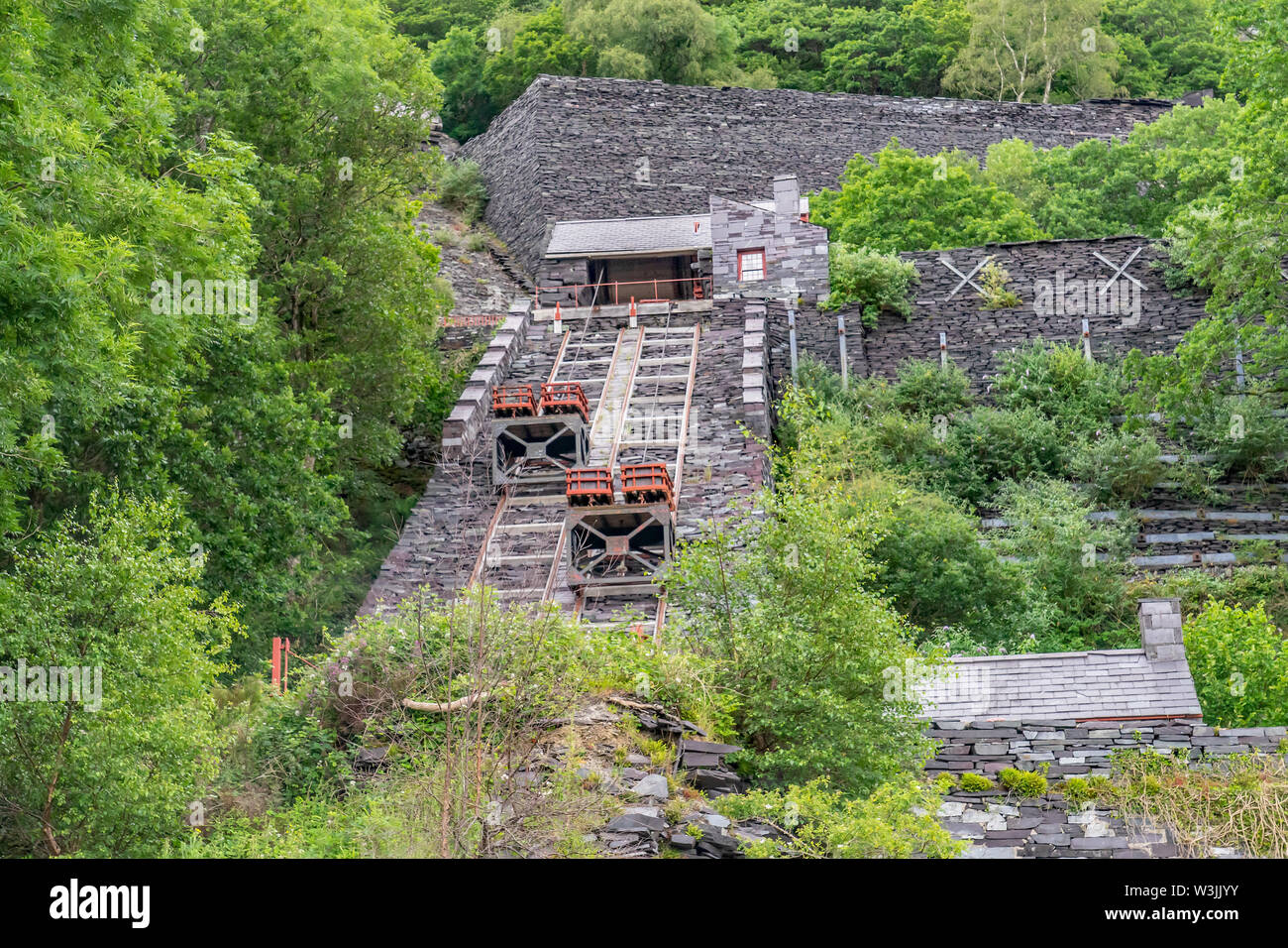 Padarn Park, Llanberis, North Wales. The Vivien incline Vertical ramp ...