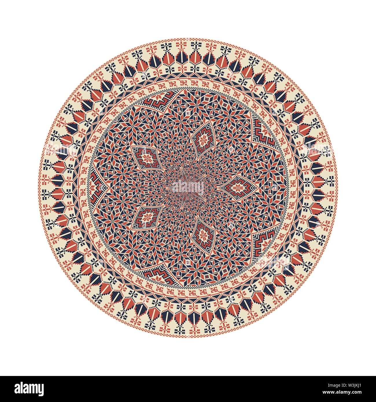 Circular pattern in traditional Palestinian style, vector design ...