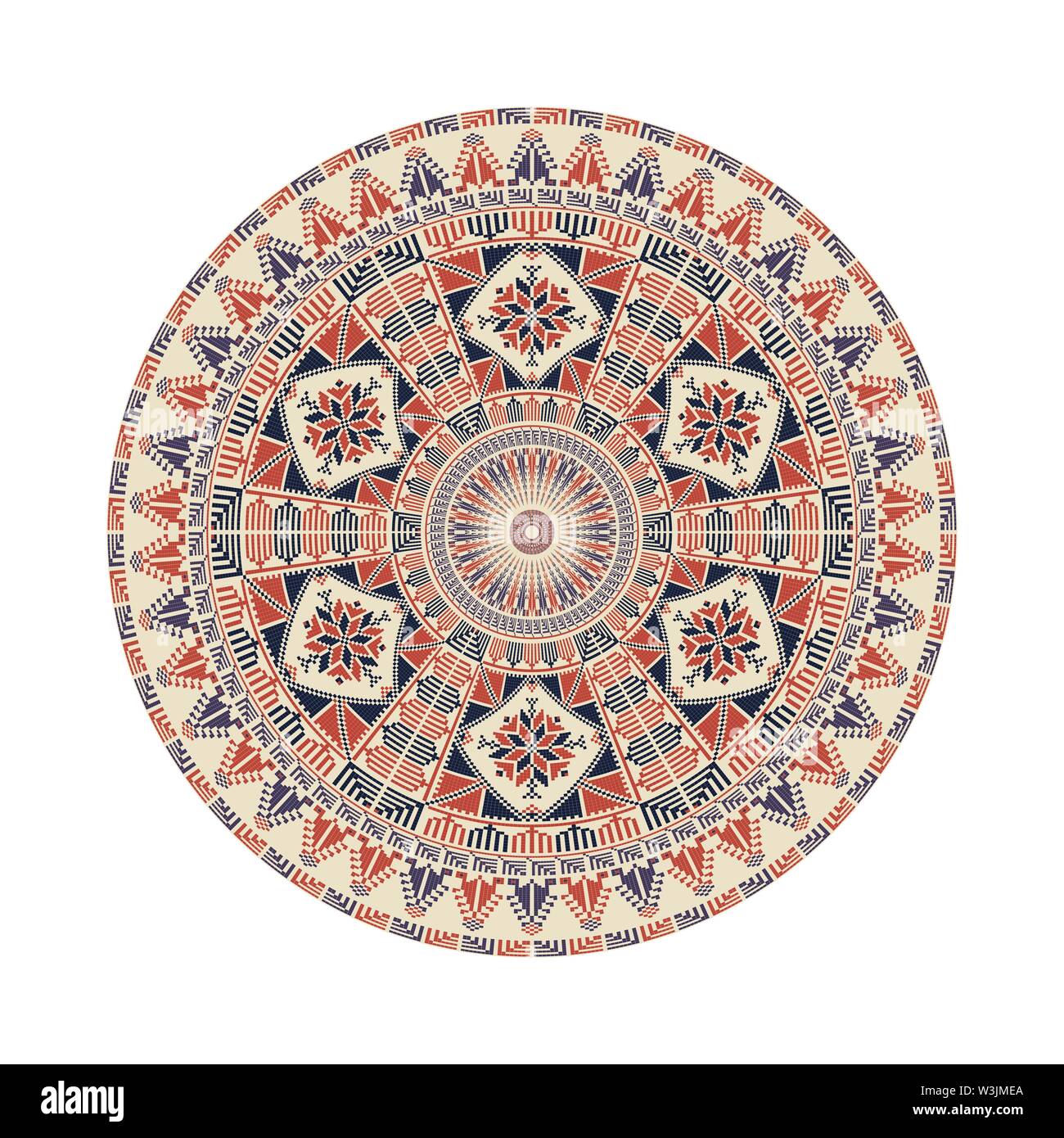 Circular pattern in traditional Palestinian style, vector design ...