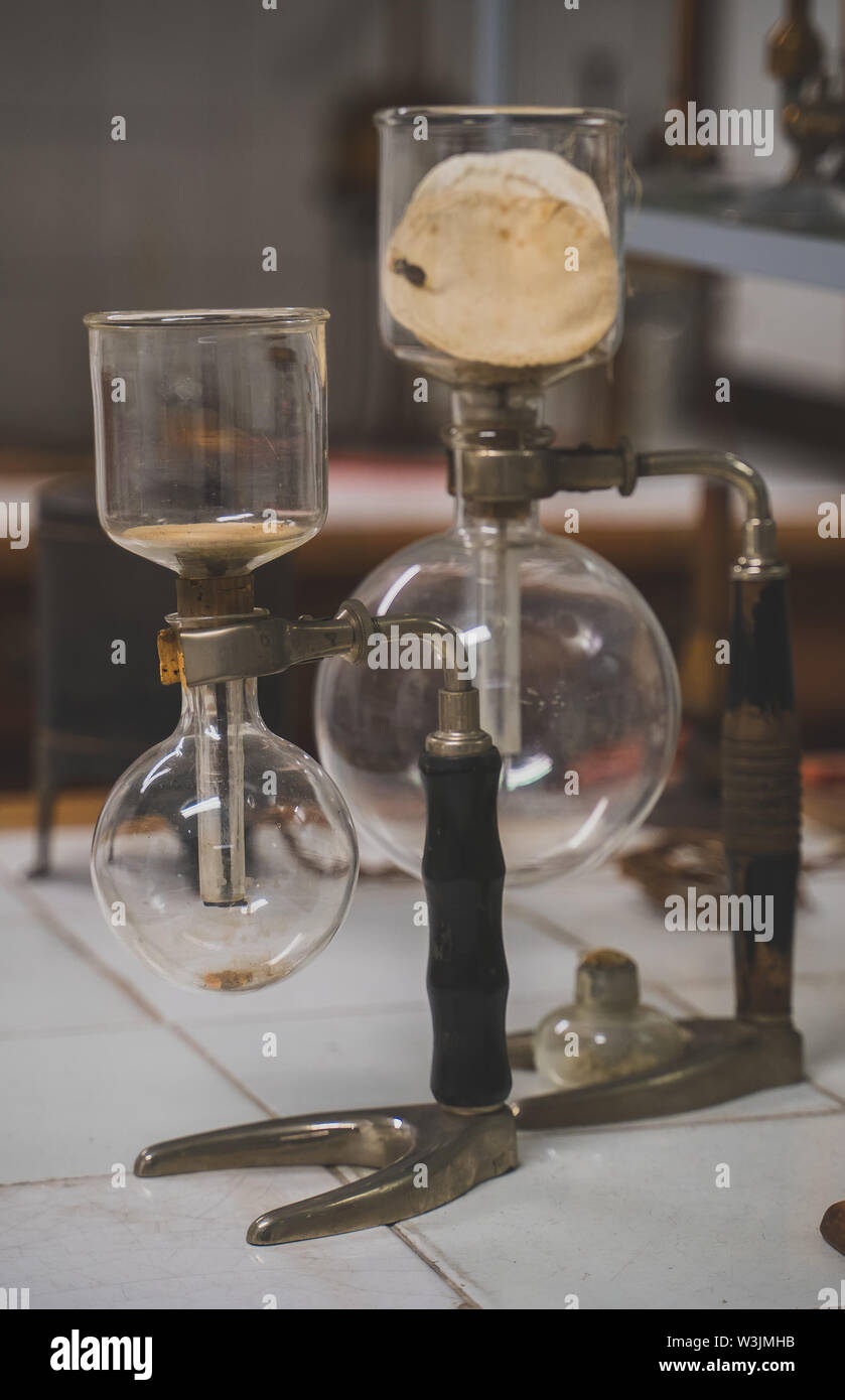 Old heating mantle and flasks in a chemical laboratory Stock Photo - Alamy