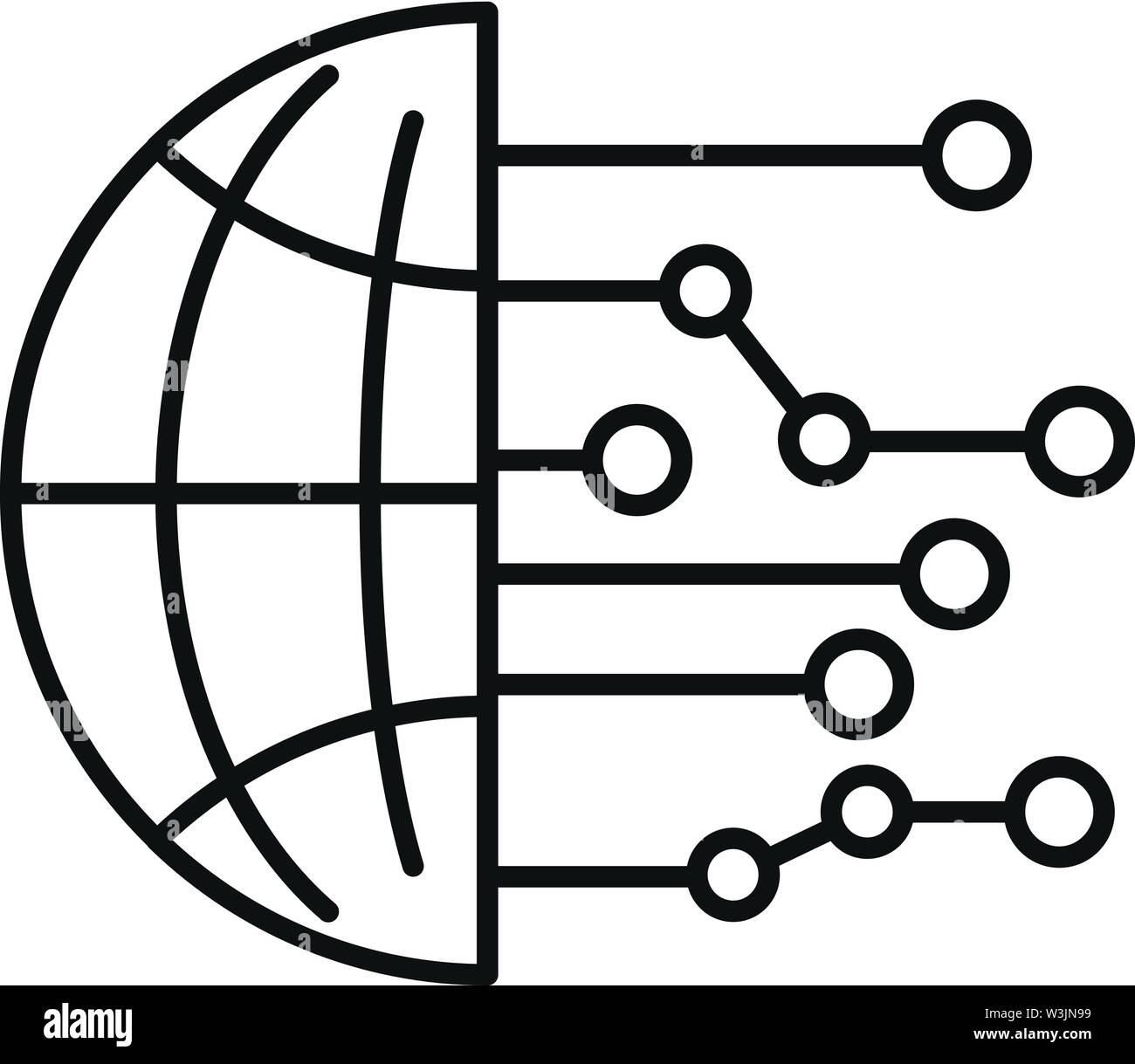 Global artificial intelligence icon. Outline global artificial ...