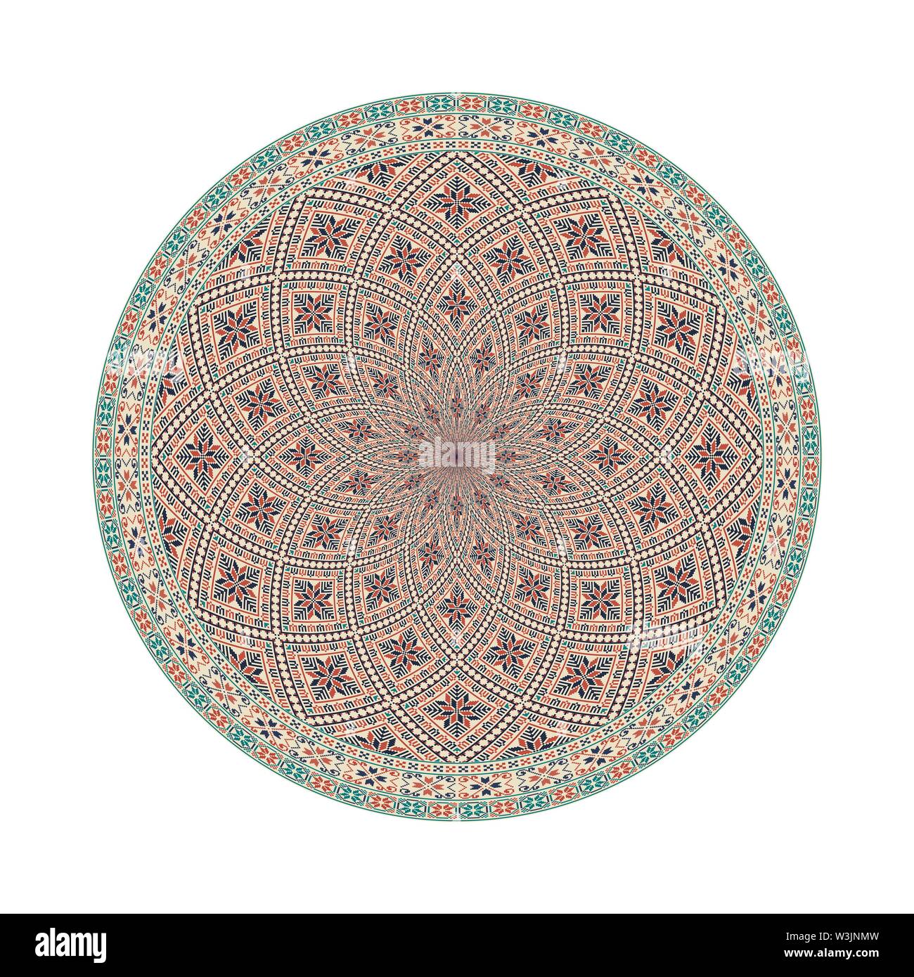 Circular pattern in traditional Palestinian style, vector design ...