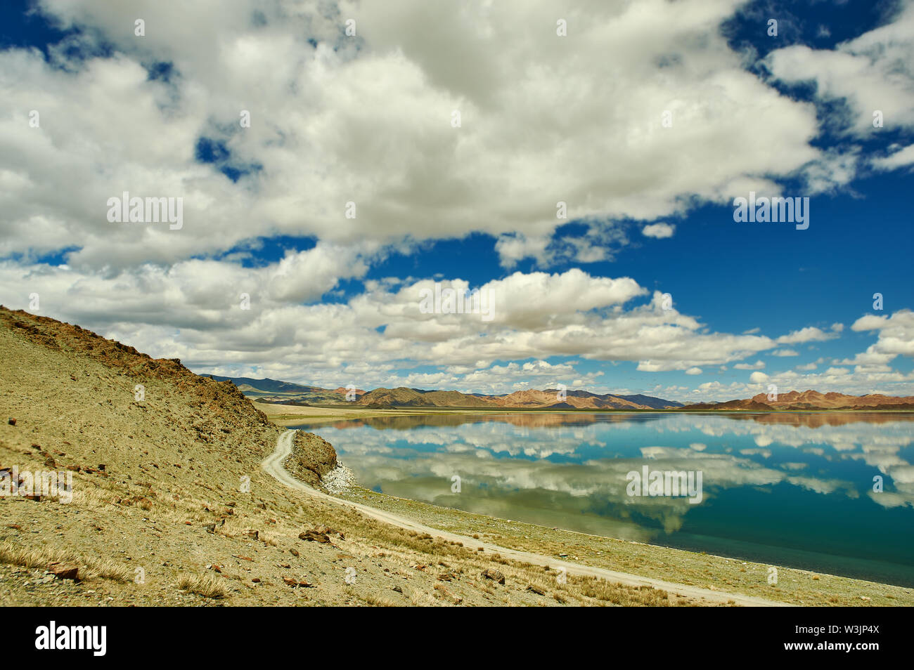 Mongolia. mountain lake Tolbo Tuur, Bright sunny day Stock Photo - Alamy