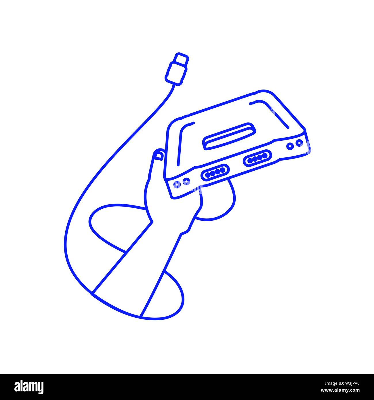 hand user with retro video game console vector illustration design ...