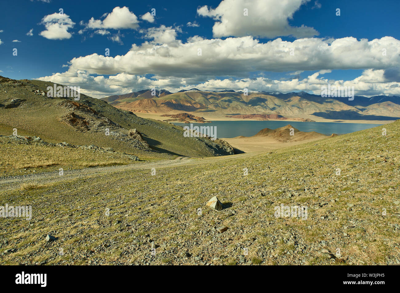 Mongolia. mountain lake Tolbo Tuur, Bright sunny day Stock Photo - Alamy