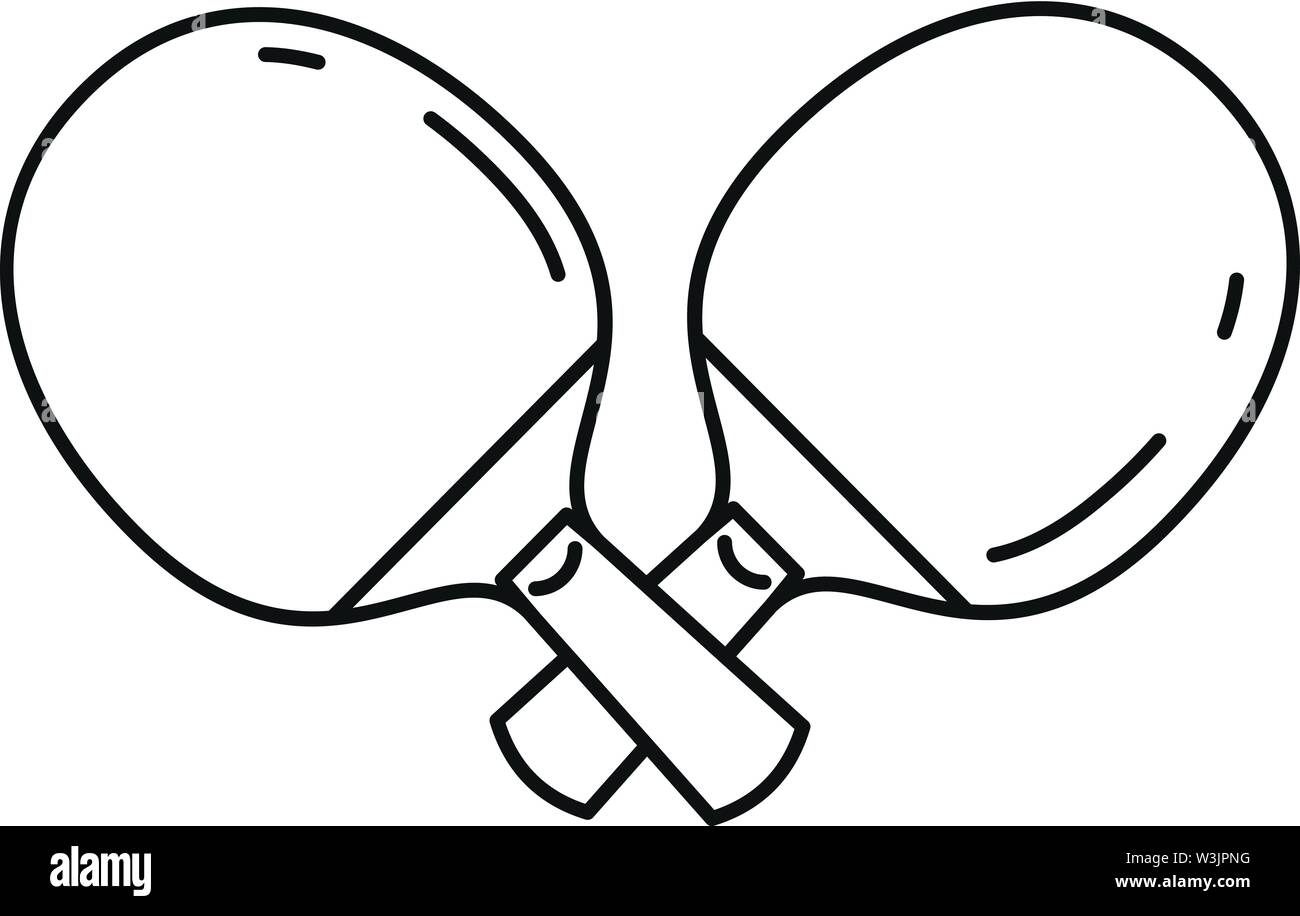 Crossed ping pong paddle icon. Outline crossed ping pong paddle vector ...