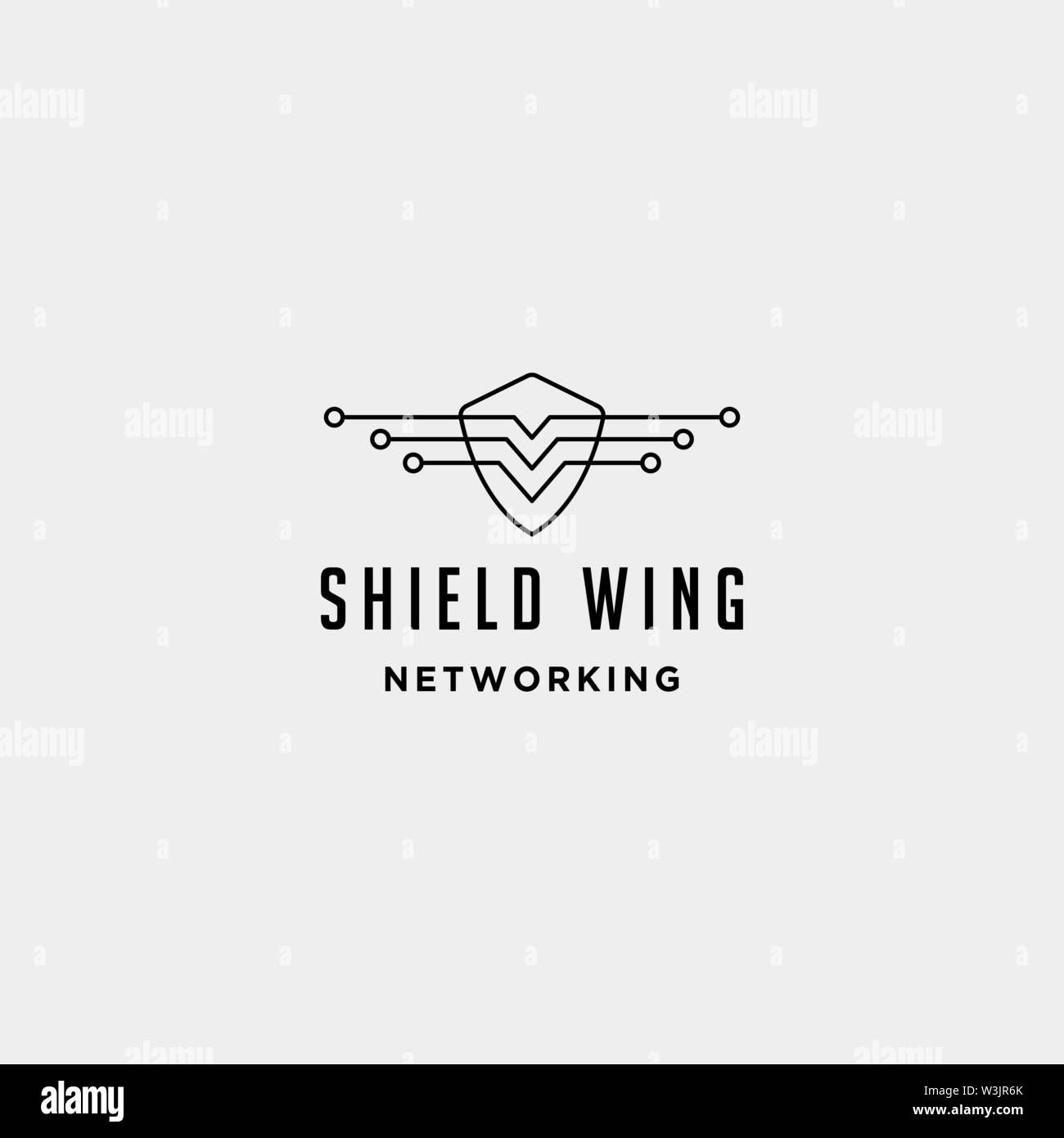 shield wings technology logo design vector internet defender symbol ...