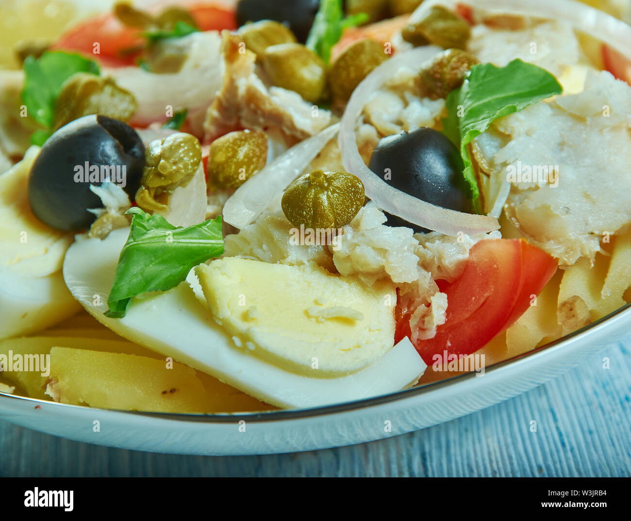 Portuguese Cod Fish Salad - Bacalhau com Grao close up Stock Photo - Alamy
