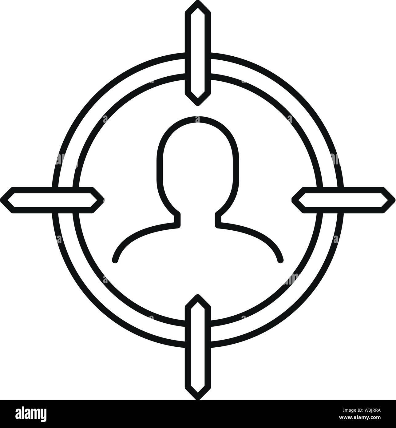 Man recruitment target icon. Outline man recruitment target vector icon ...