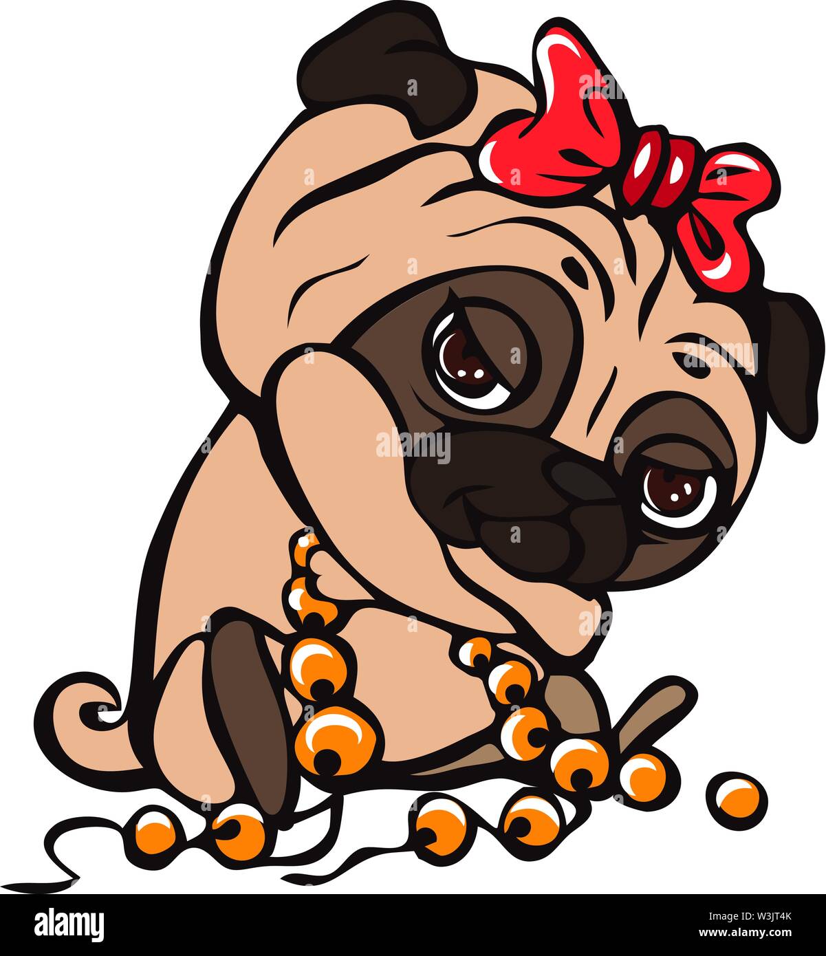 Pug girl icon. Cartoon of pug girl vector icon for web design isolated ...