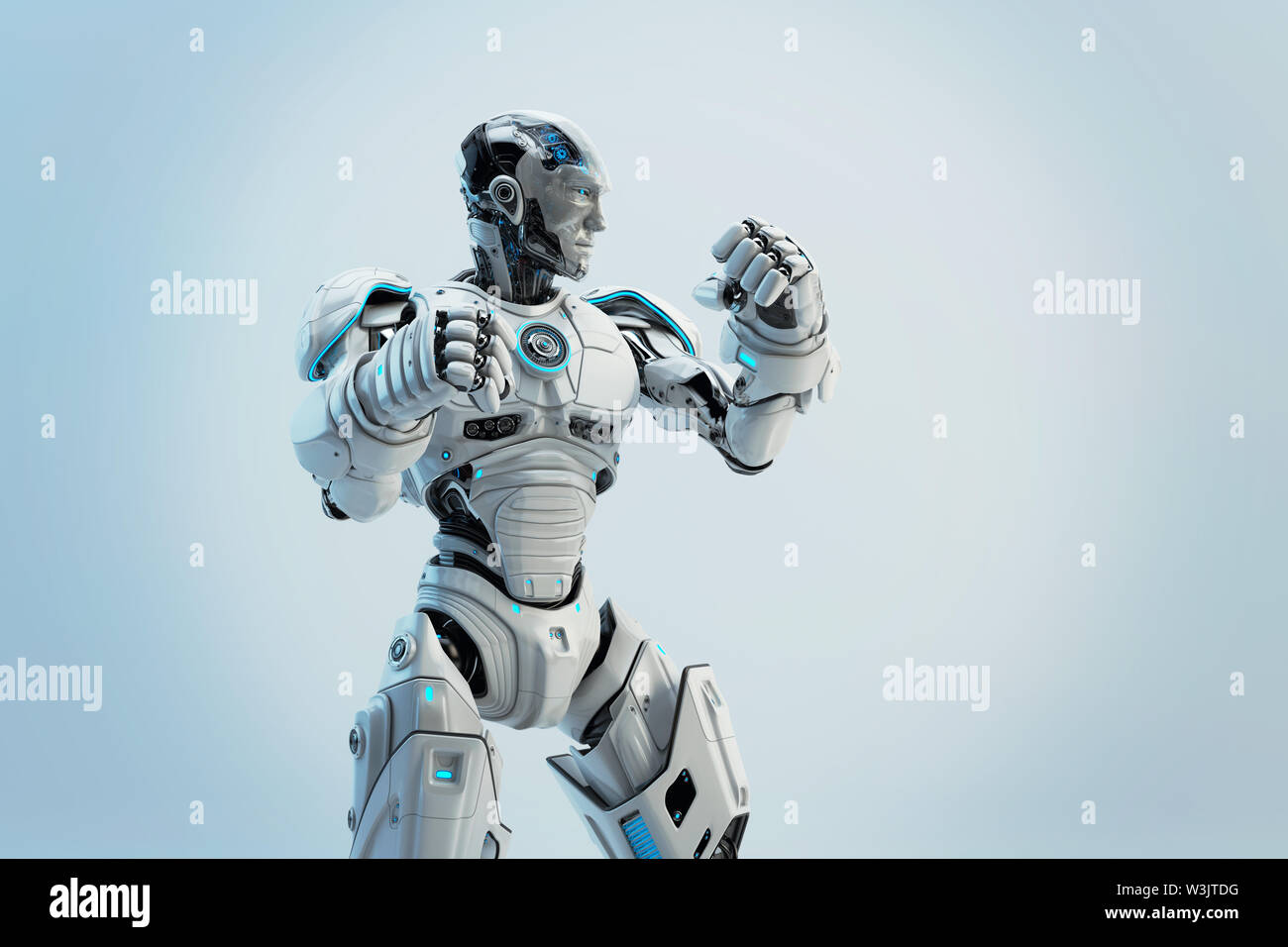 Robot boxer in rack stand, 3d rendering Stock Photo - Alamy