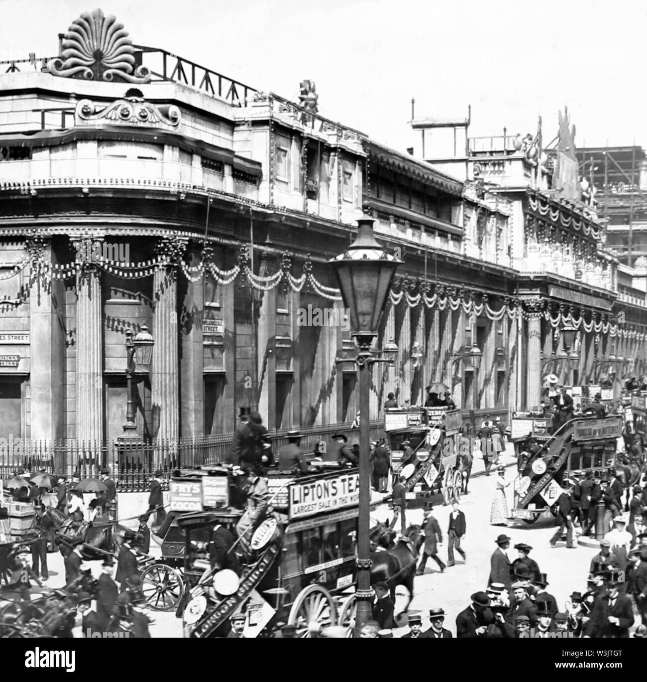 Bank of England decorated for Queen Victoria Jubilee, London 1897 Stock ...