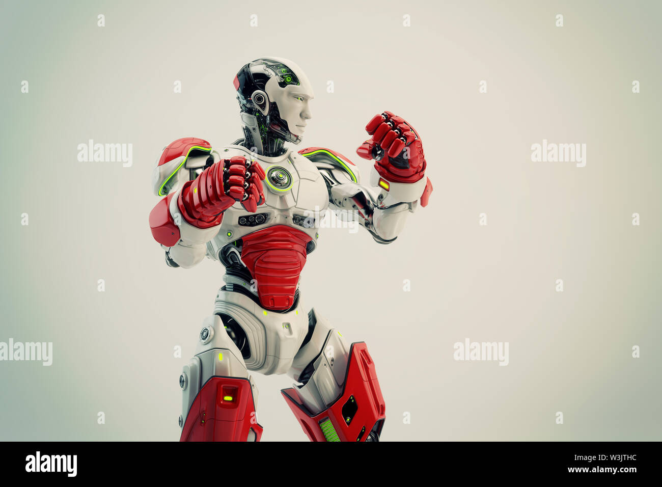 Robot boxer in rack stand, 3d rendering Stock Photo - Alamy