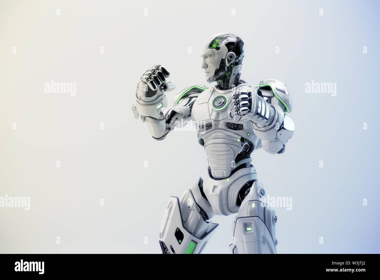 Robot boxer in rack stand, 3d rendering Stock Photo - Alamy