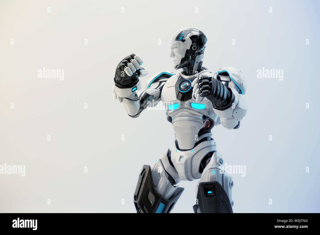 Robot boxer in rack stand, 3d rendering Stock Photo - Alamy