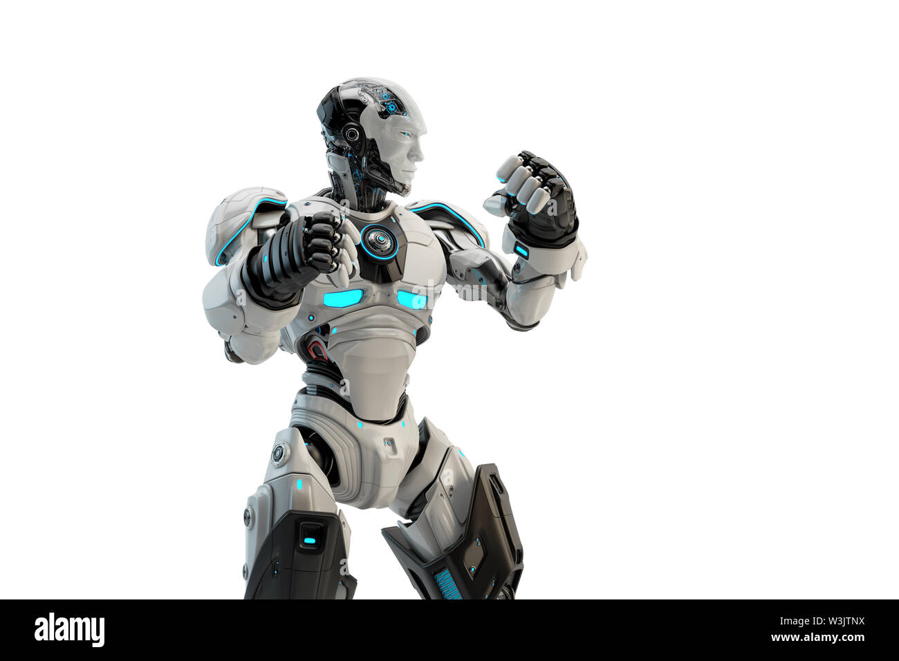 Robot boxer in rack stand, 3d rendering Stock Photo - Alamy