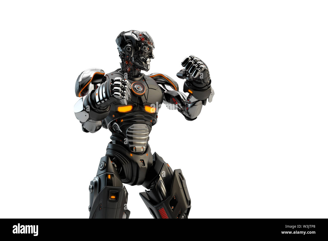 Robot boxer in rack stand, 3d rendering Stock Photo - Alamy