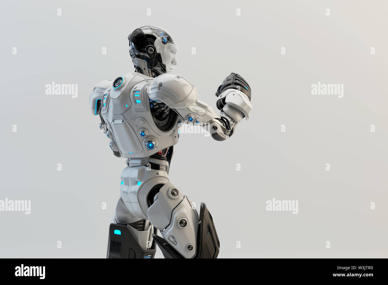 Robot boxer in rack stand, 3d rendering Stock Photo - Alamy