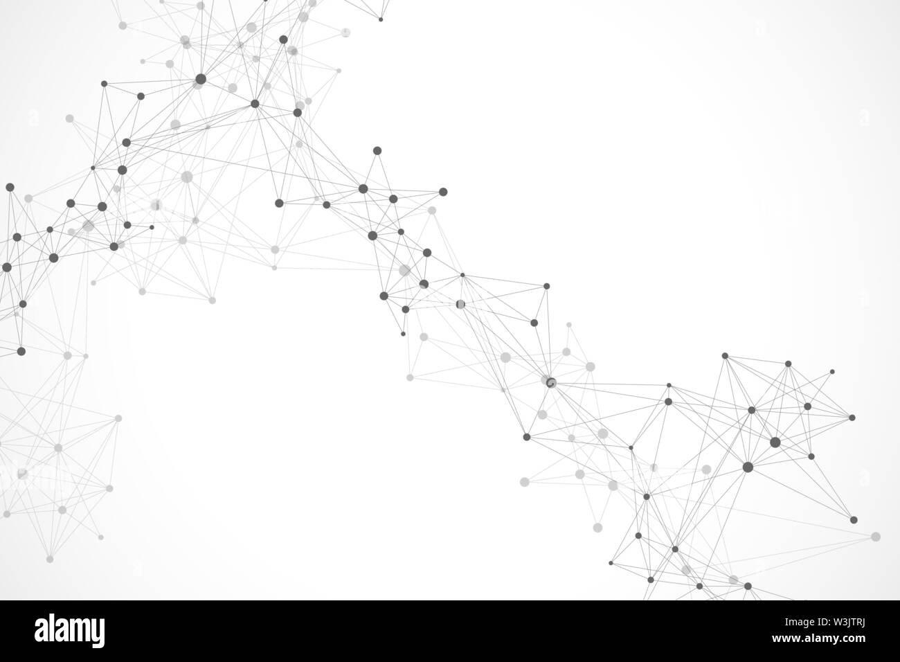 Geometric abstract background with connected line and dots. Network and ...